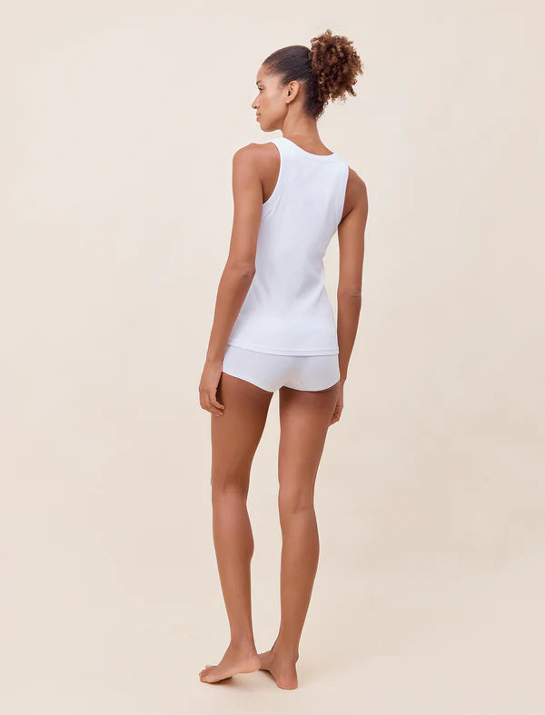 Milla Rib Shelf Bra Tank / White – shanslingerie