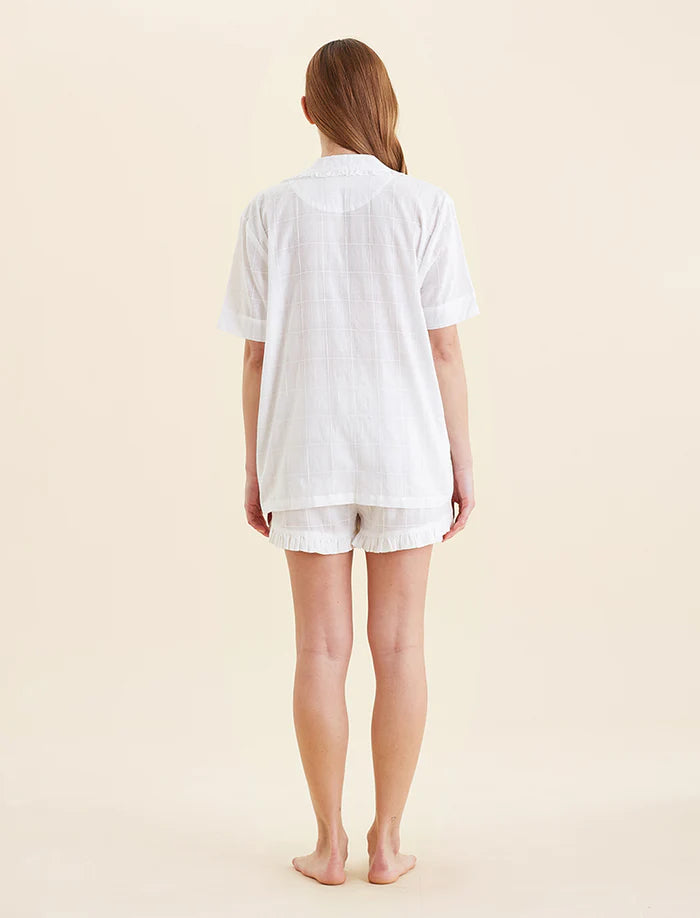 Ivy Organic Cotton Frill S/Slv Boxer PJ Set White – shanslingerie