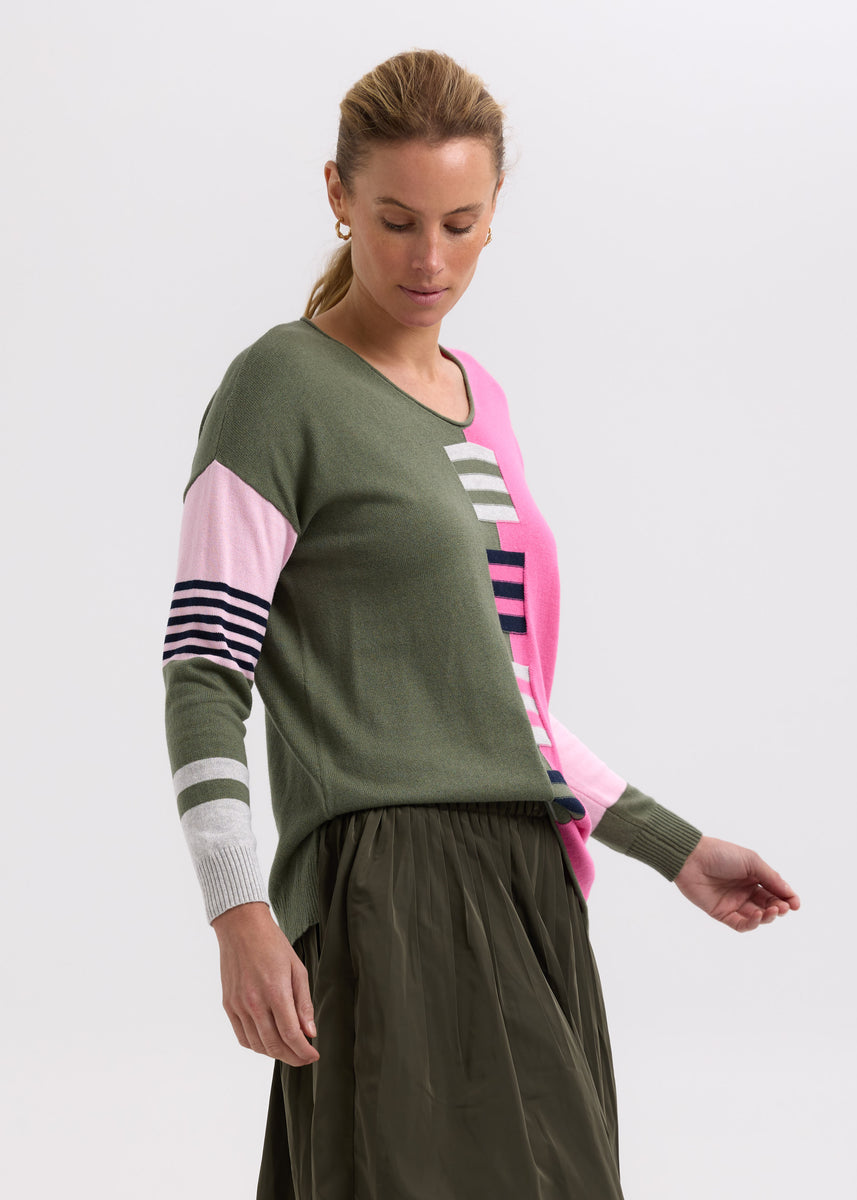 Z&P Ladder Stripe V / Khaki – shanslingerie